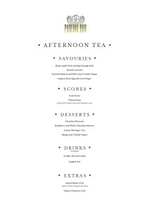 Afternoon Tea Menus - Phoenix Bar
